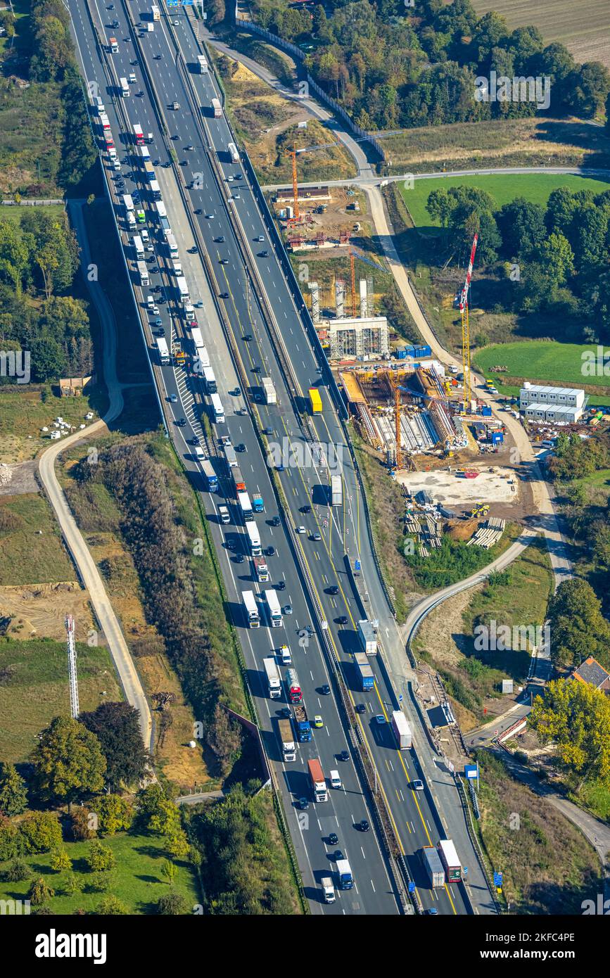 Aerial view, construction site with replacement Liedbachtal bridge of ...
