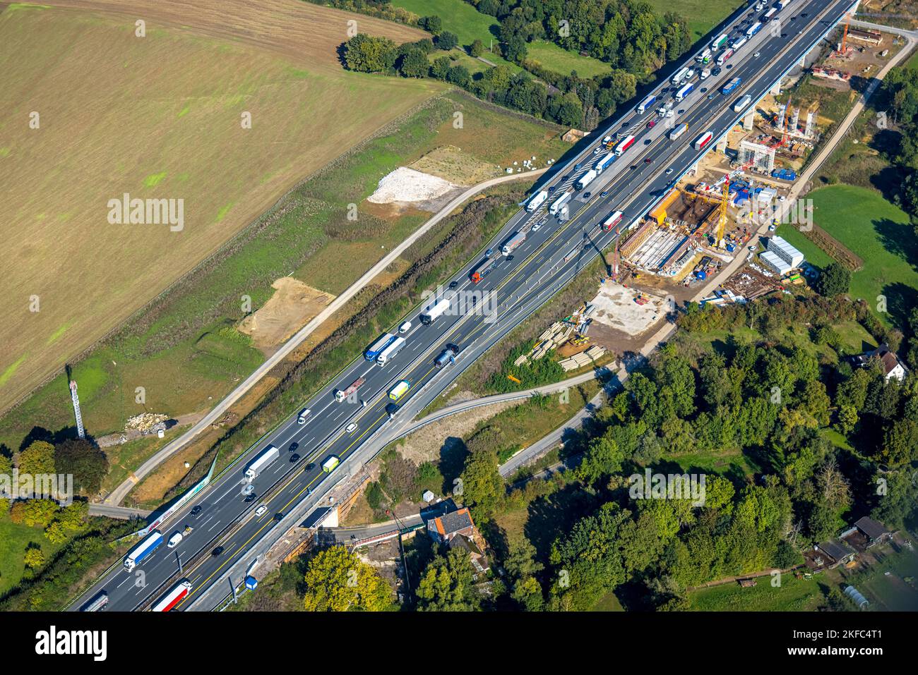 Construction site with replacement liedbachtal bridge of the a1 freeway ...