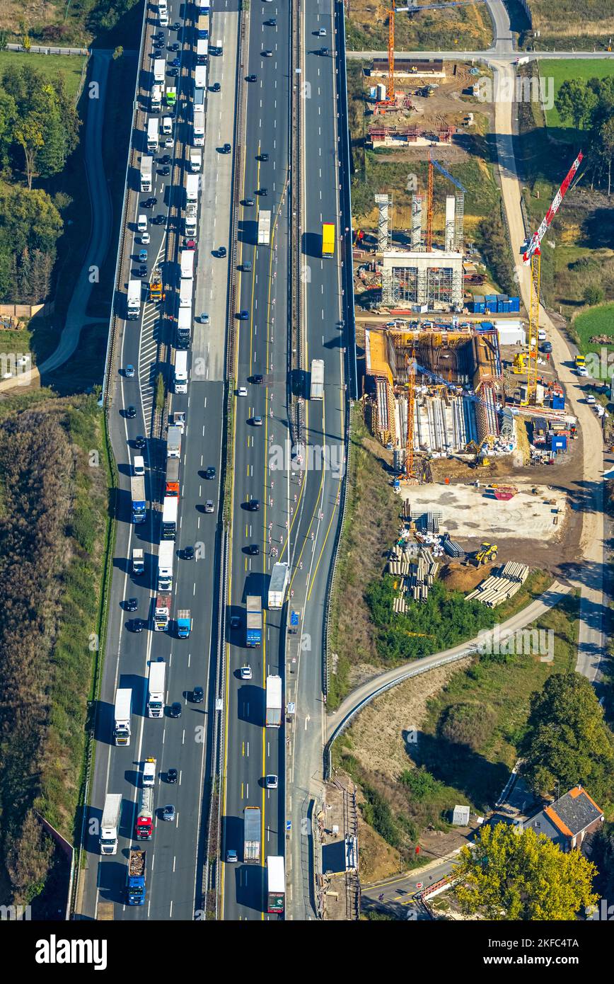Aerial view, construction site with replacement Liedbachtal bridge of ...