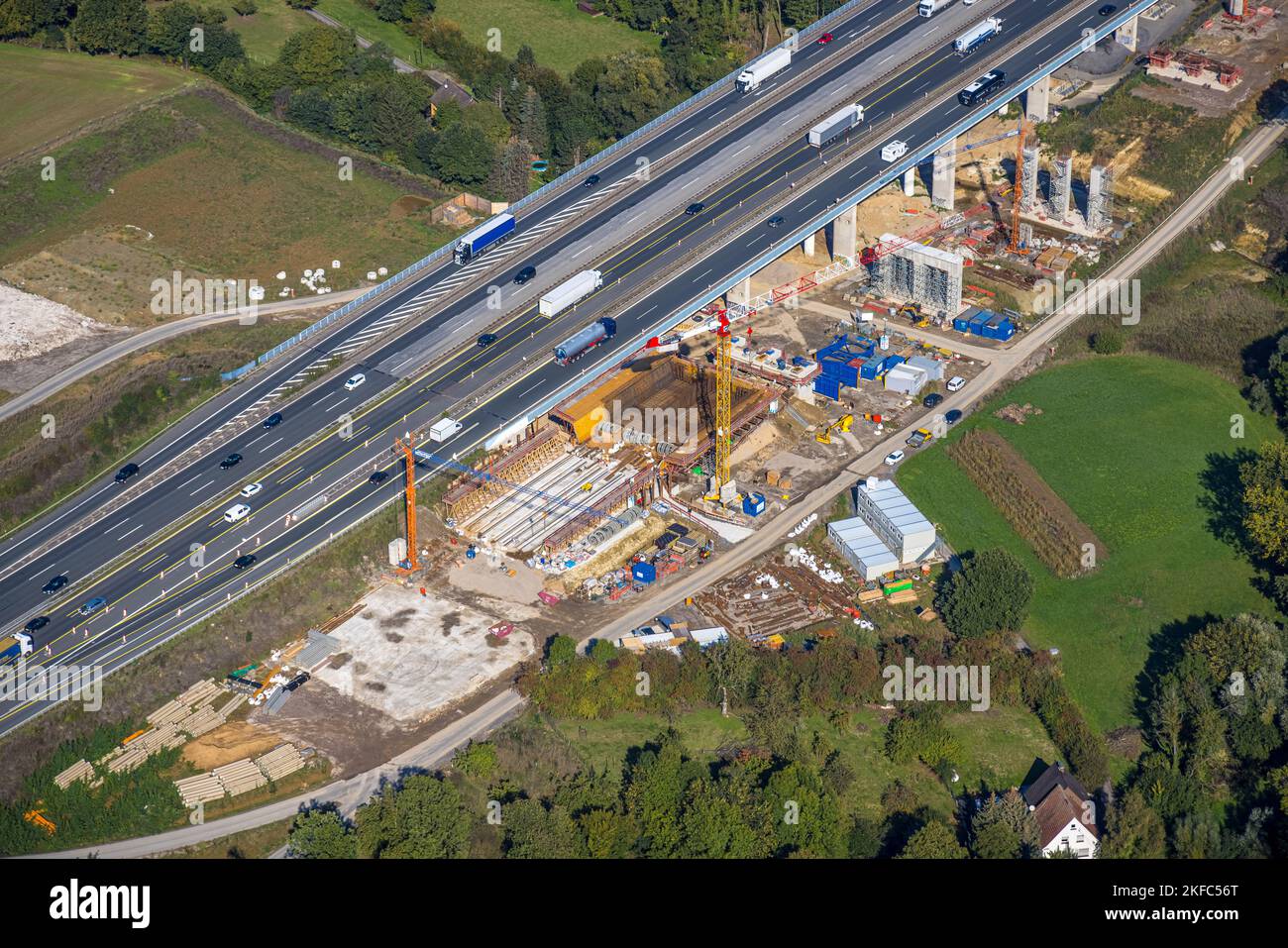 Construction site with replacement liedbachtal bridge of a1 freeway hi ...