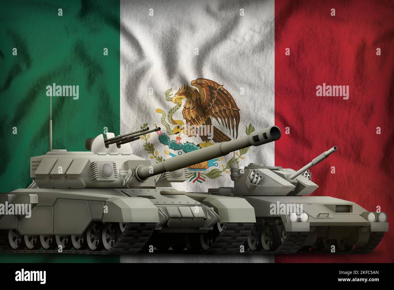 tanks on the Mexico flag background. Mexico tank forces concept. 3d ...