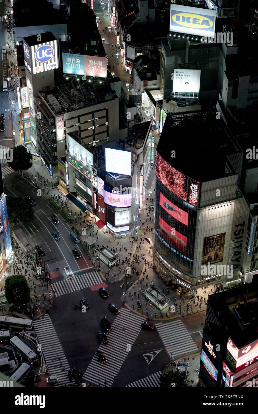 A vertical shot of the buildings on the streets of Tokyo, Japan Stock ...