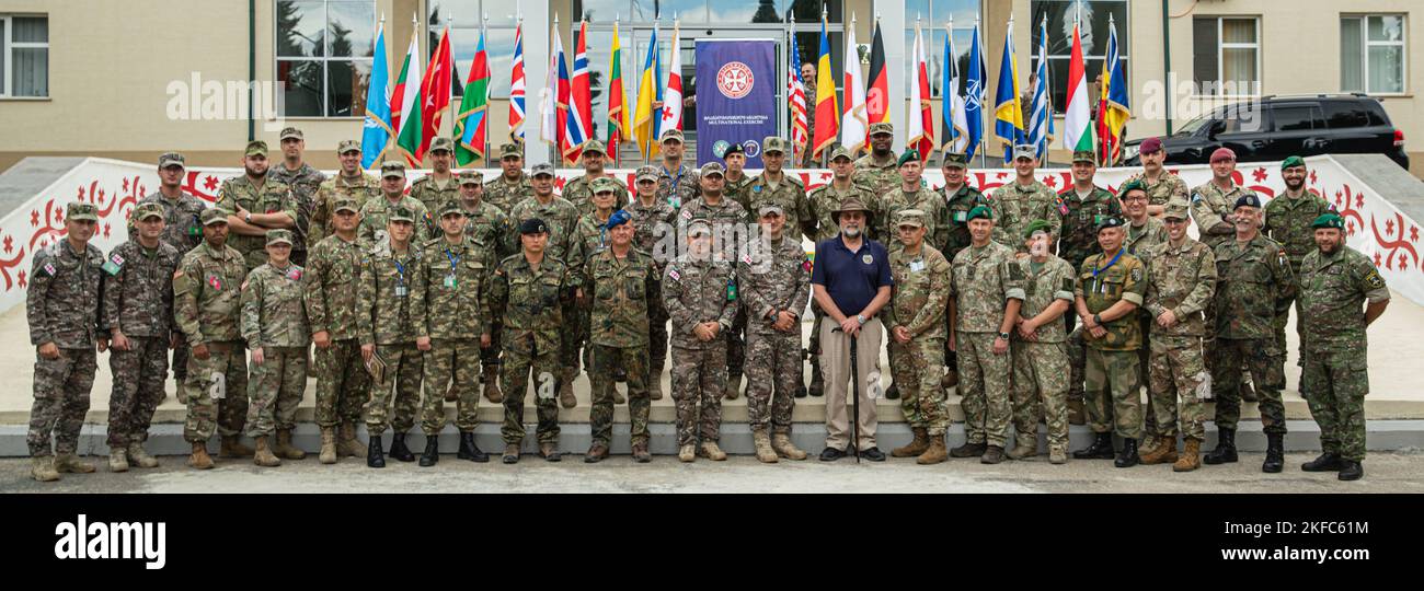 Multinational Soldiers from the Command Post Exercise gather for a ...