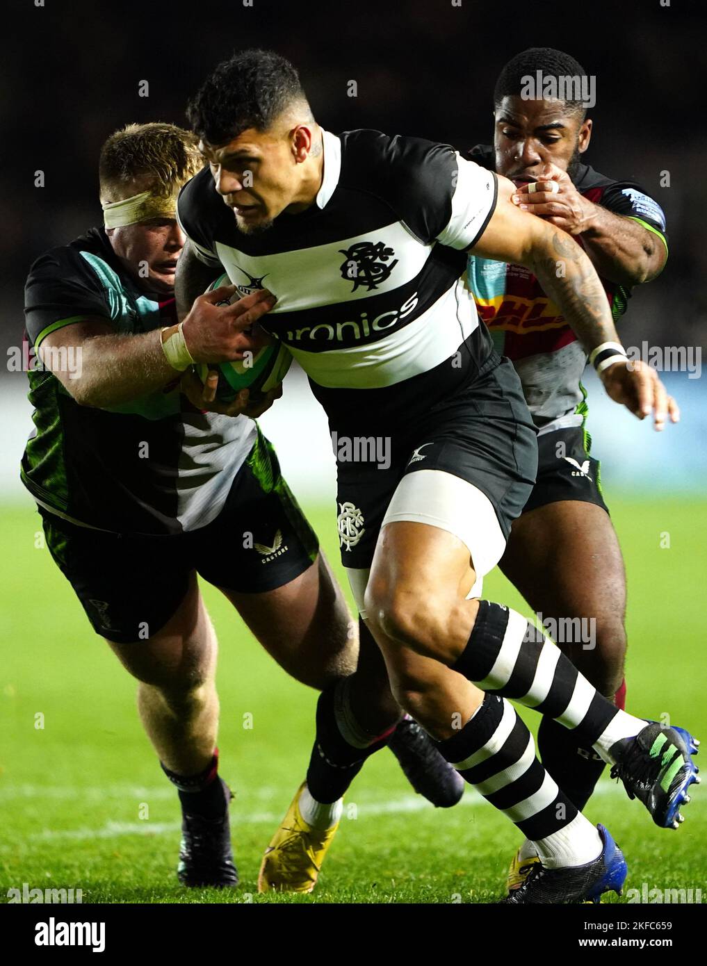 Barbarians' Levi Aumua breaks free to score a try during the Barbarians ...