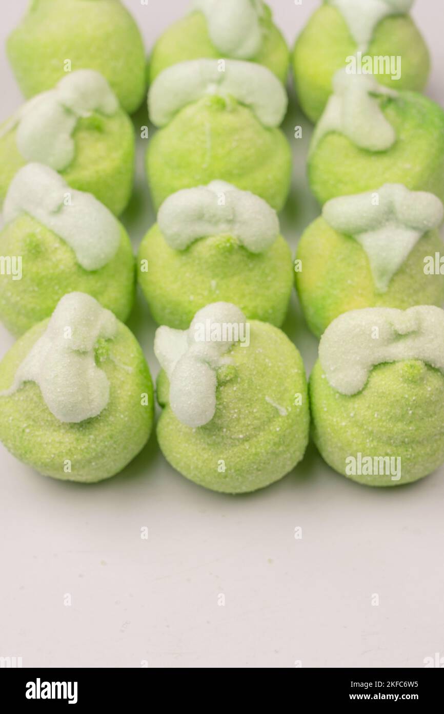 Green marshmallow candy isolated on a white background Stock Photo - Alamy