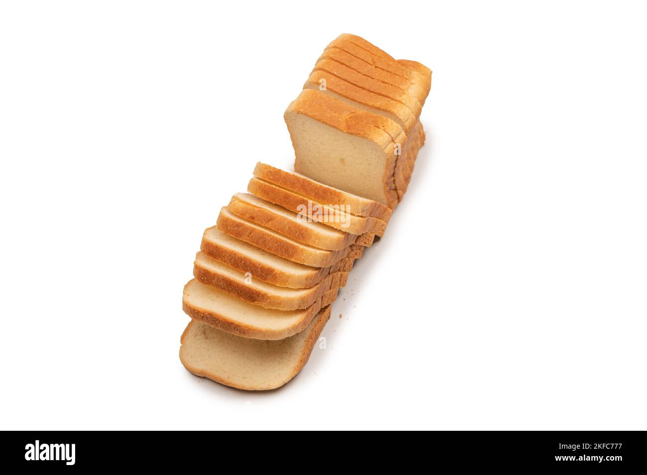 Delicious bread slices isolated on a white background, top view Stock ...