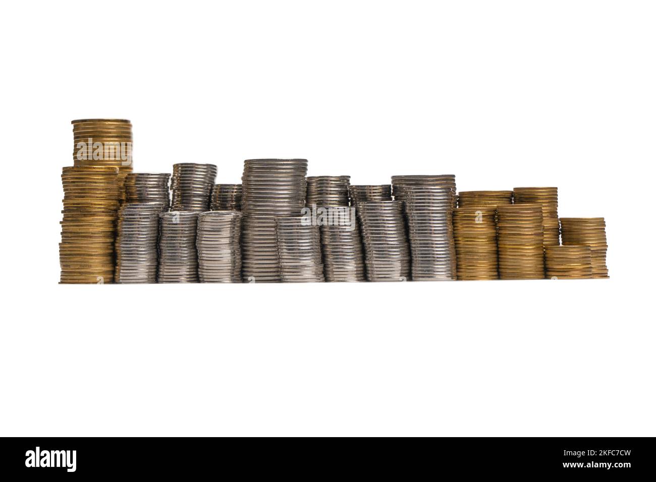 Pile of coins isolated on a white background. Banking and money Stock ...