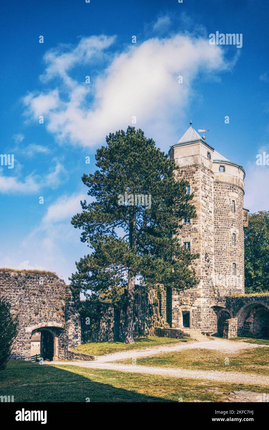 Stolpen Castle in Saxon Switzerland. Tower of the prisoner Countess ...