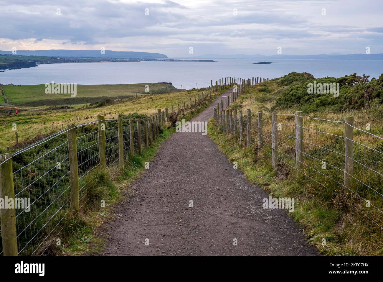 A footpath on the cliff top above the Giant's Causeway, Northern ...