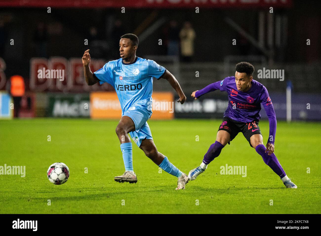 Randers, Denmark. 13th, November 2022. Tosin Kehinde (10) of Randers FC ...