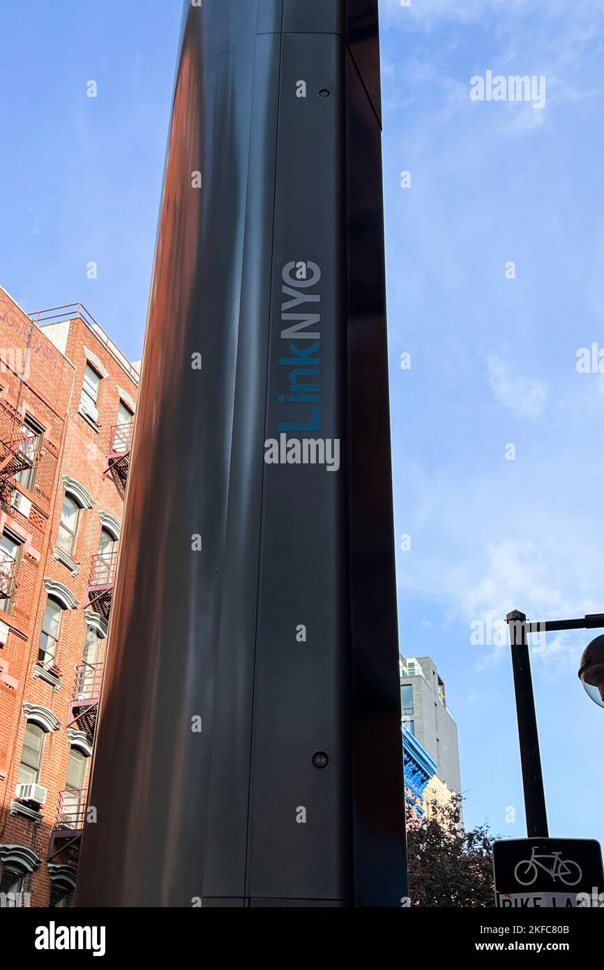 A 5G wireless tower is seen on Clinton Street on the Lower East Side in ...