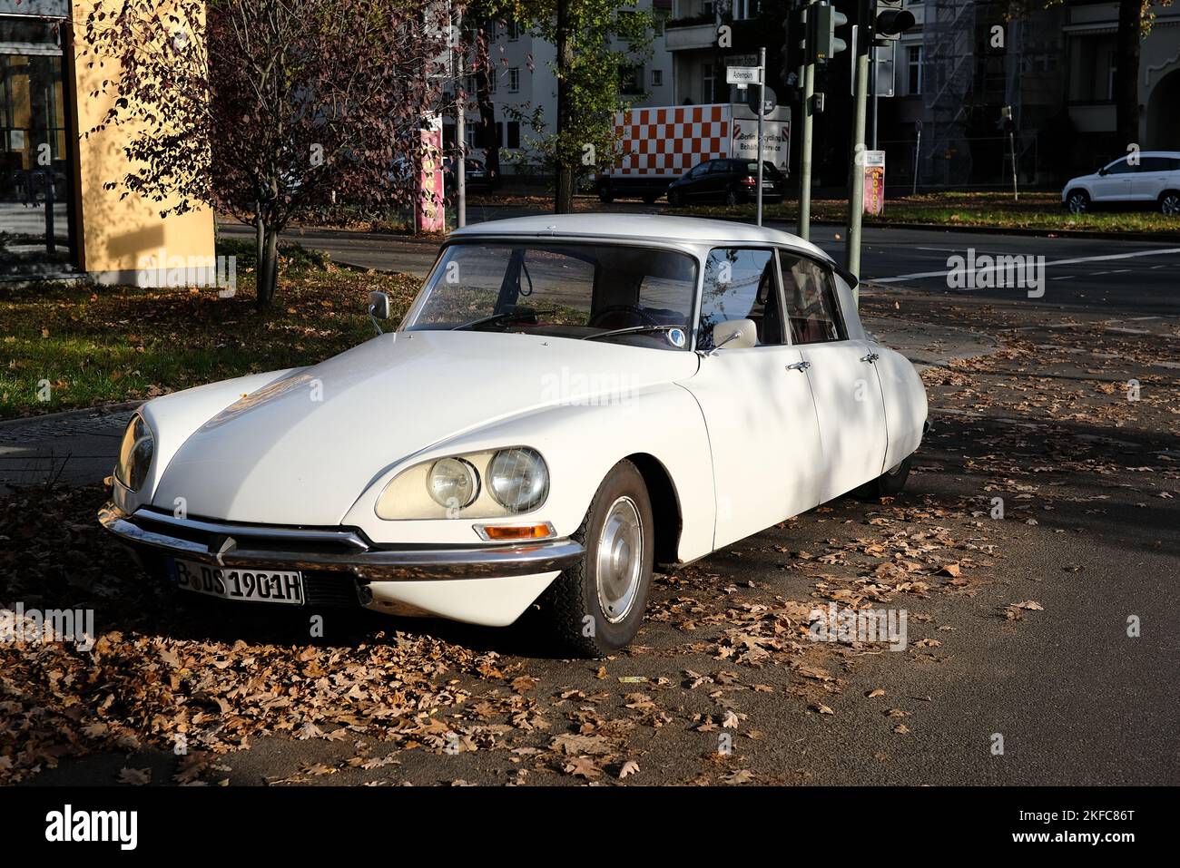 Berlin, Germany, October 27, 2022, white Citroen DS vintage car with ...
