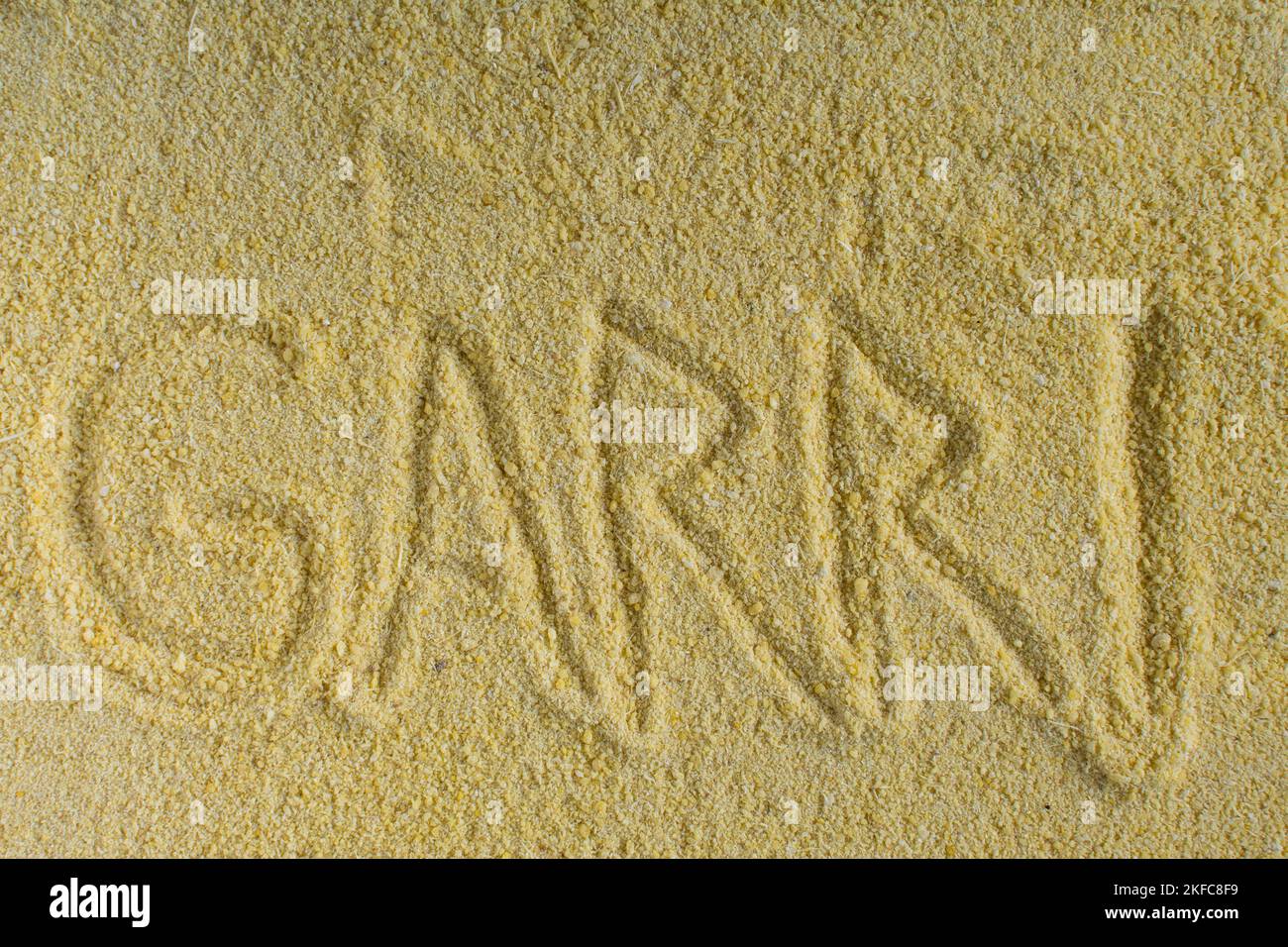 Yellow garri, top view of nigerian garri, fried cassava, garri for eba ...