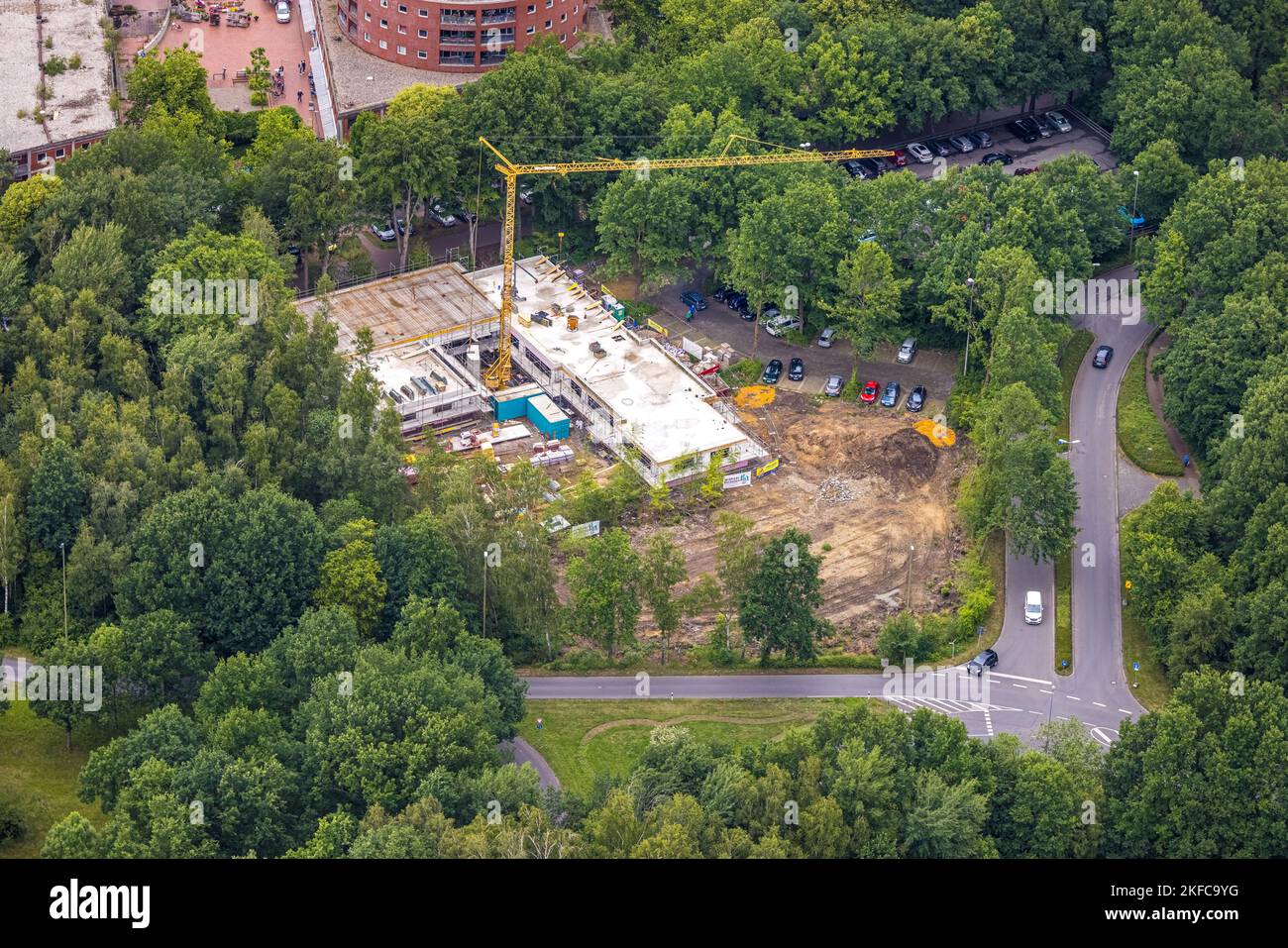 Aerial view, construction site Kita Alter Kamp Marktallee, Barkenberg ...