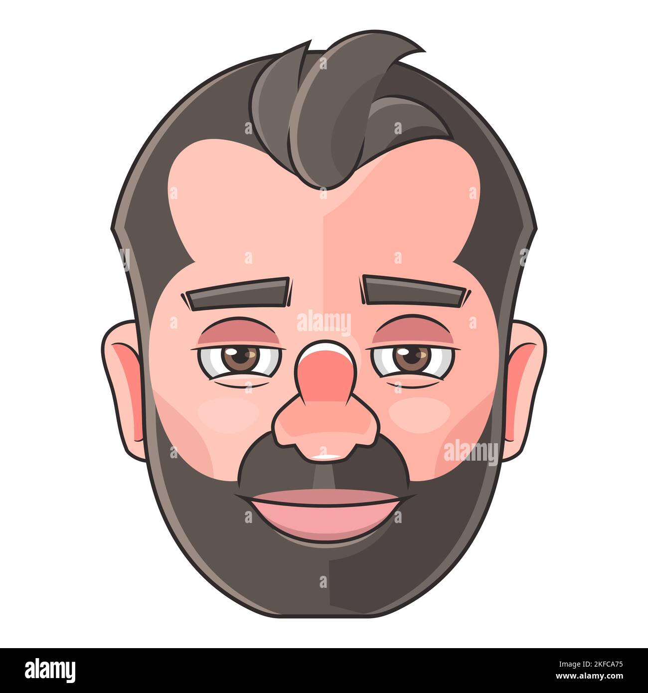 Black and white line drawing of bearded man with arms crossed. Stylish ...