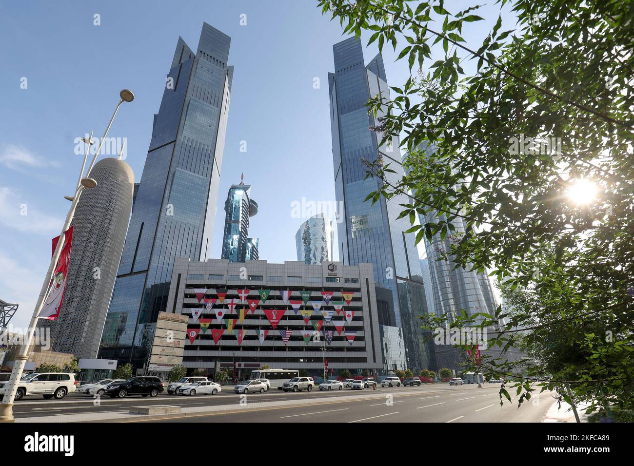 Doha, Qatar, on November 17, 2022. The flags of all World Cup ...