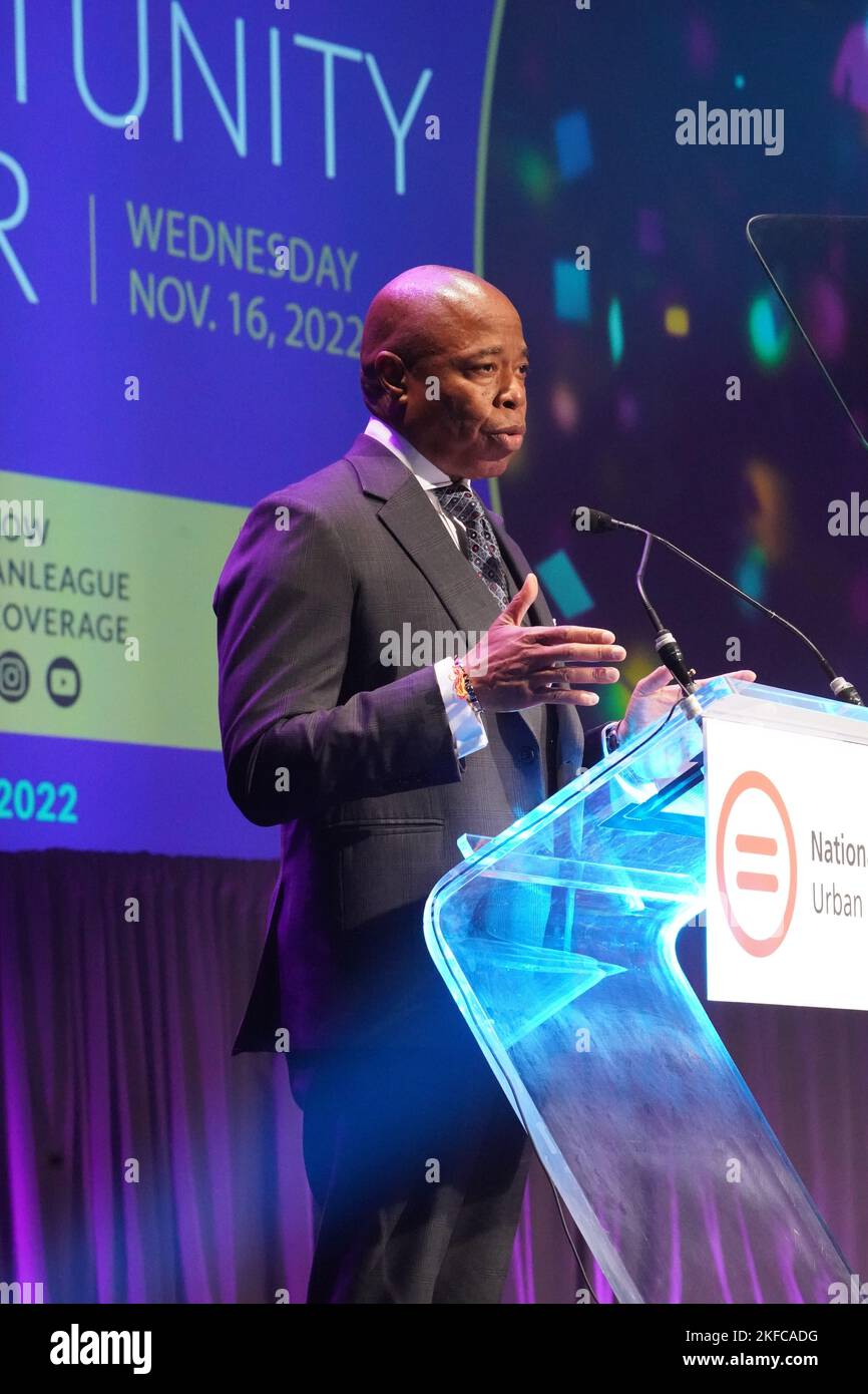 New York, USA. 15th Nov, 2022. Mayor Eric Adams speaks at The National ...