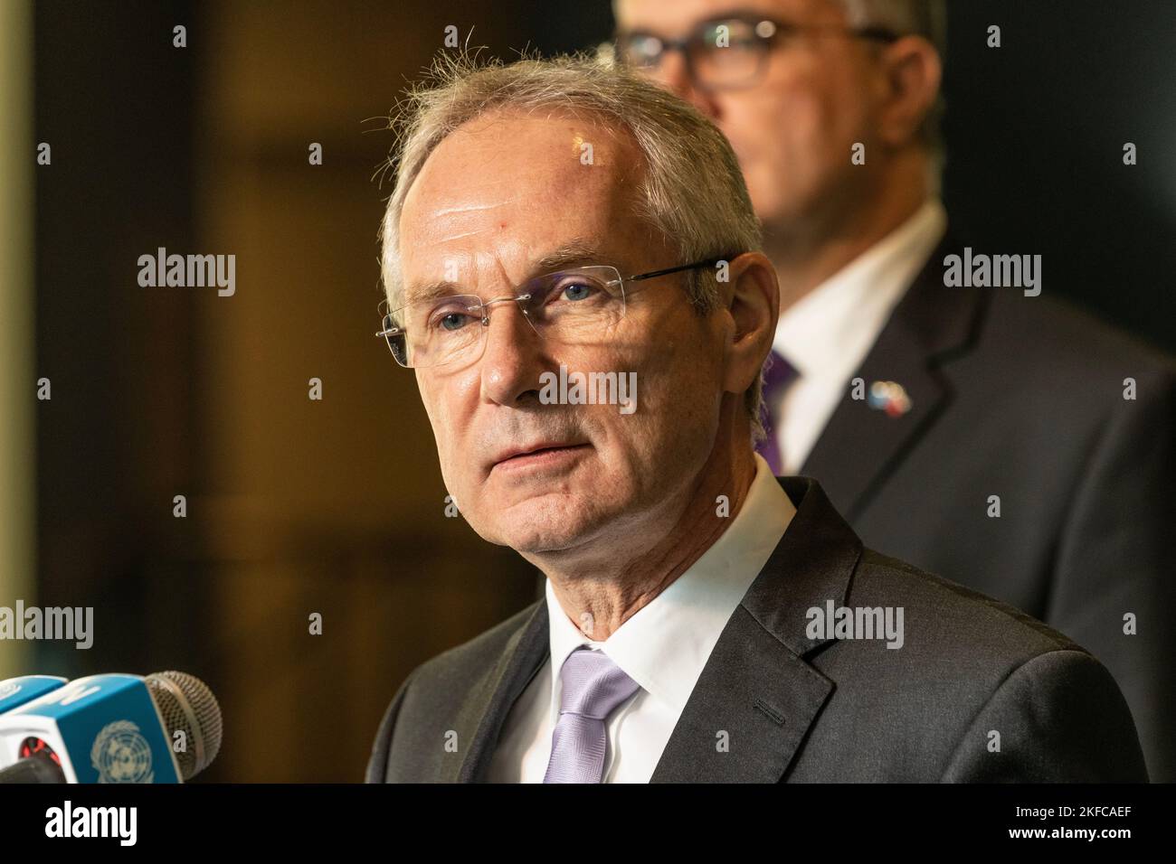 President of GA speaks during press encounter alone with Ambassadors ...