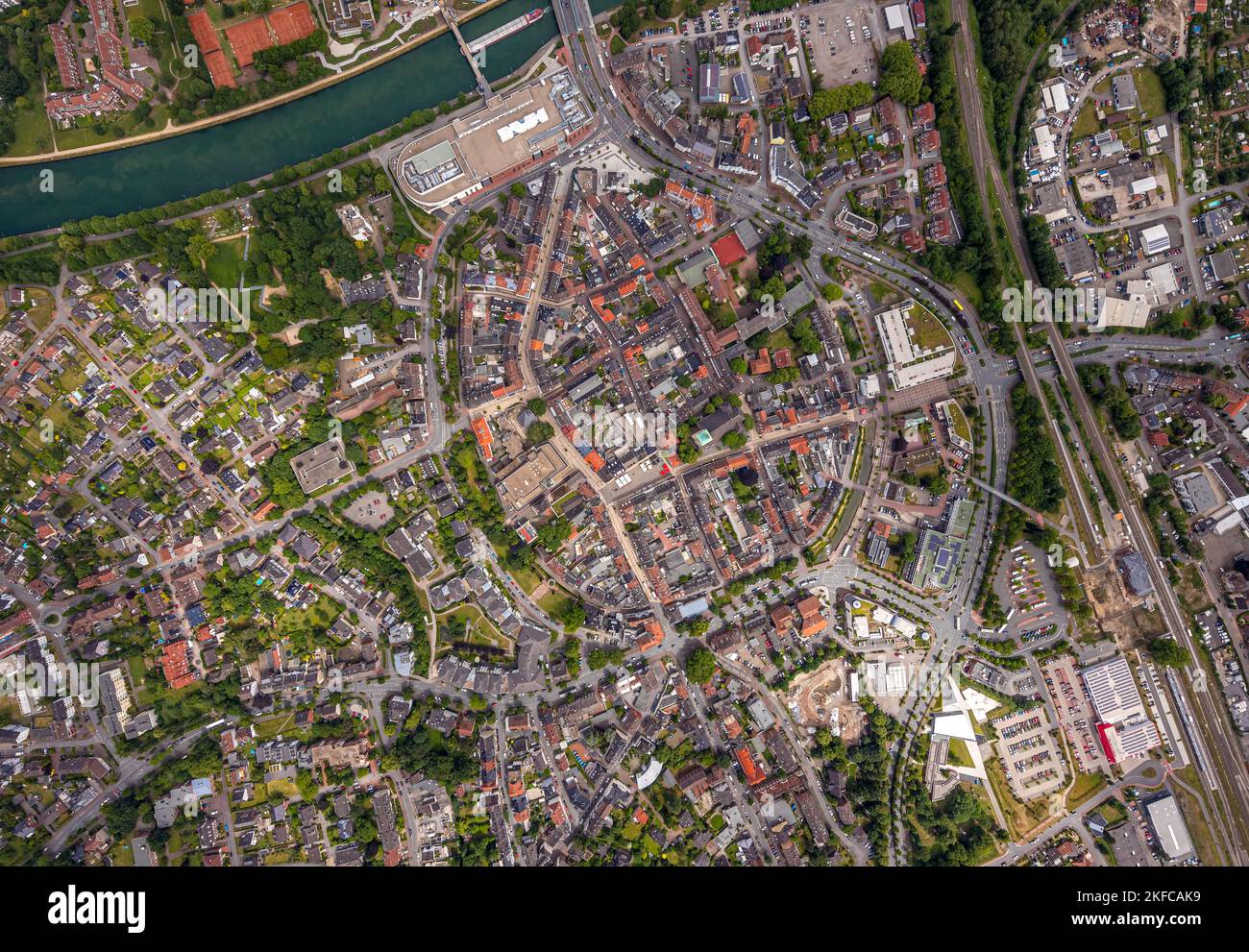 Aerial view, old town, city with catholic church St. Agatha and ...
