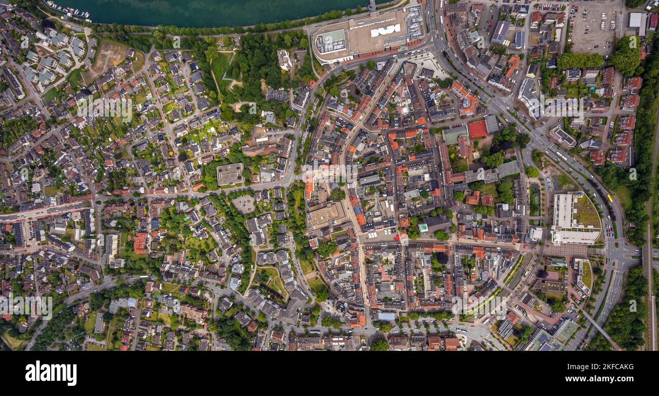 Aerial view, old town, city with catholic church St. Agatha and ...