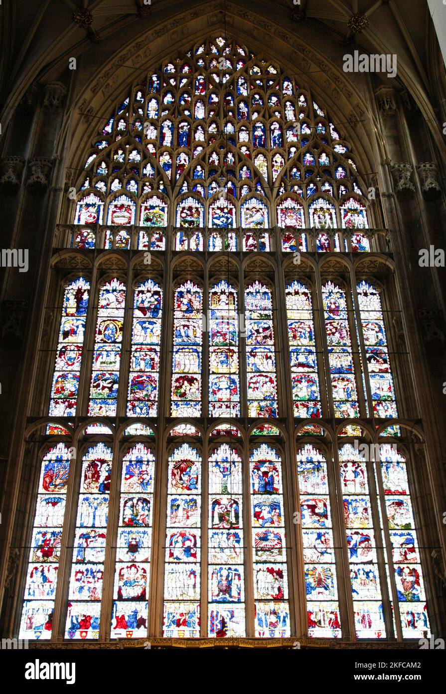 The Great East Window in York Minster, York, North Yorkshire Stock ...