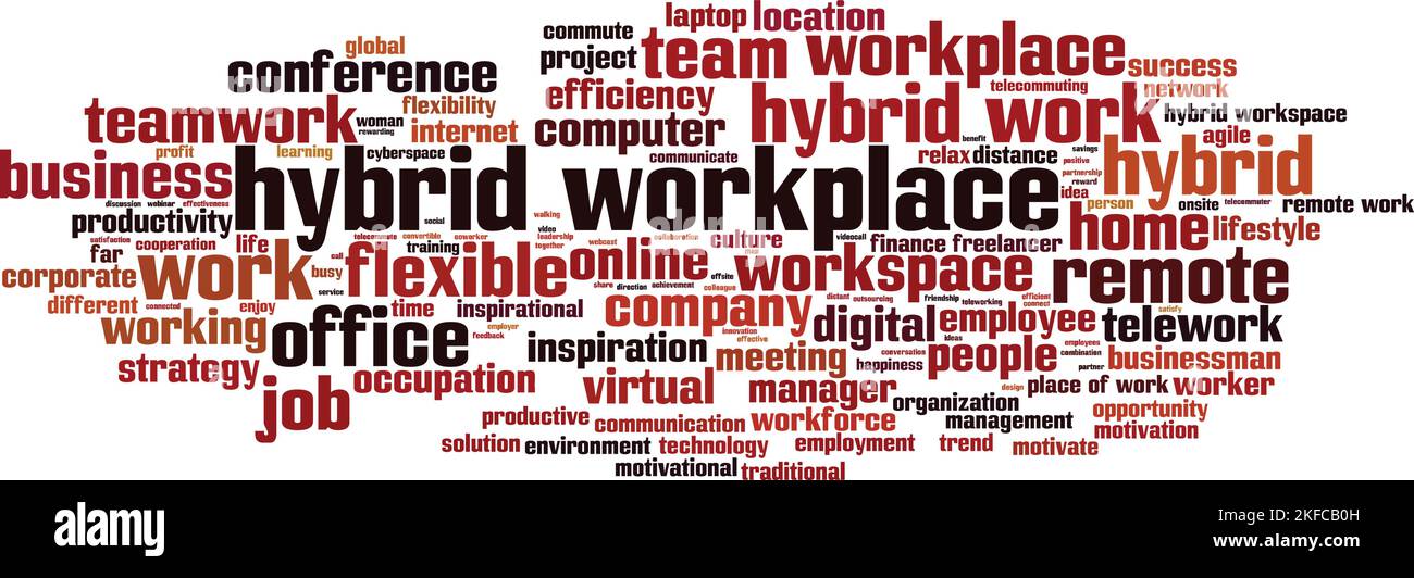 Hybrid workplace word cloud concept. Collage made of words about hybrid ... Hybrid workplace word cloud concept. Collage made of words about hybrid ...
