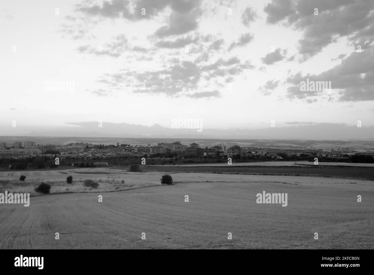 An aerial greyscale view of a rural field Stock Photo - Alamy