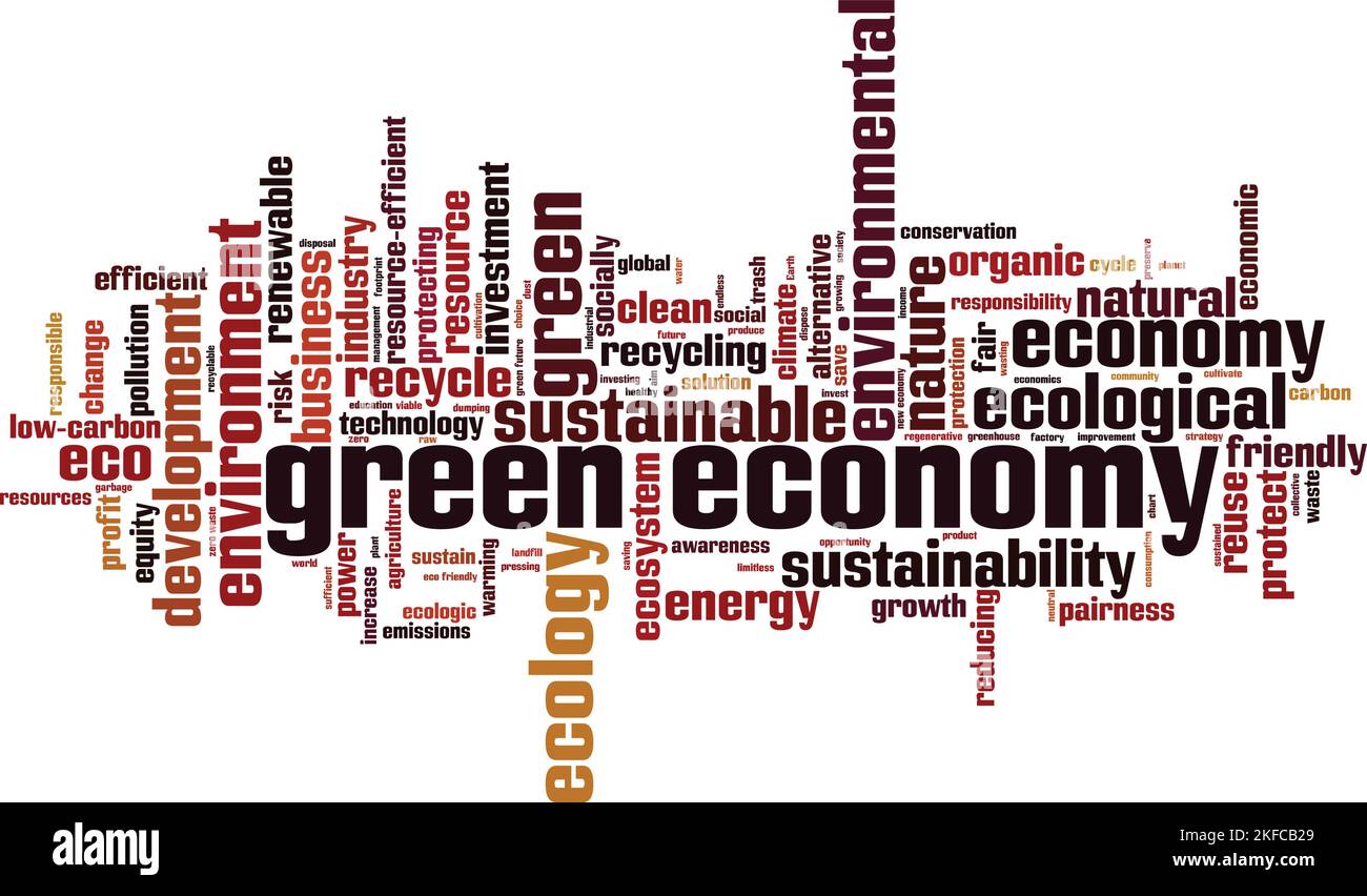 Green economy word cloud concept. Collage made of words about green ...