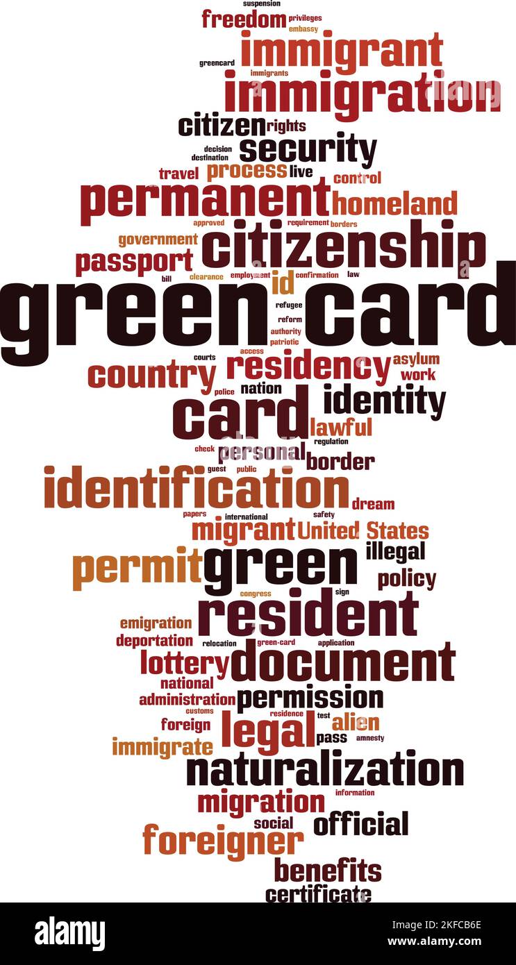 Green card word cloud concept. Collage made of words about green card ...