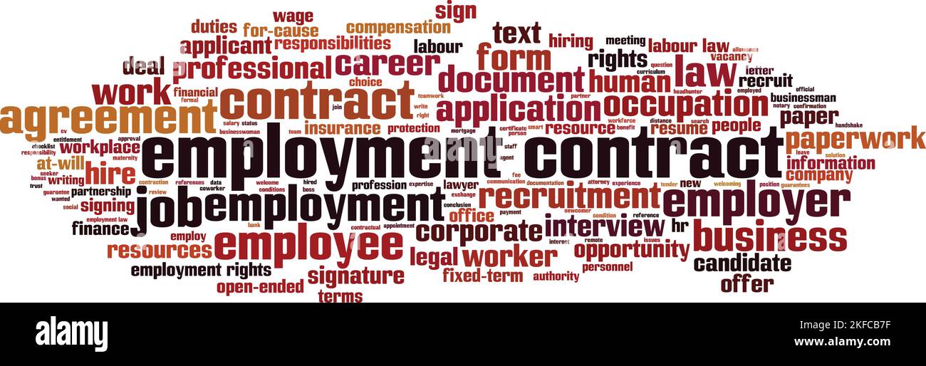 Employment contract word cloud concept. Collage made of words about ...
