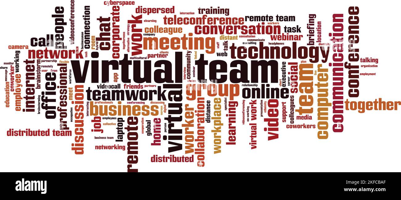 Virtual team word cloud concept. Collage made of words about virtual ...