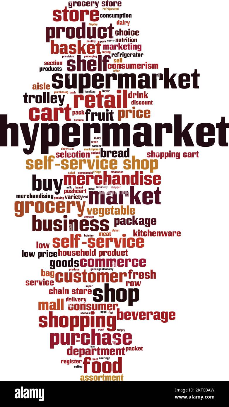 Hypermarket word cloud concept. Collage made of words about hypermarket ...