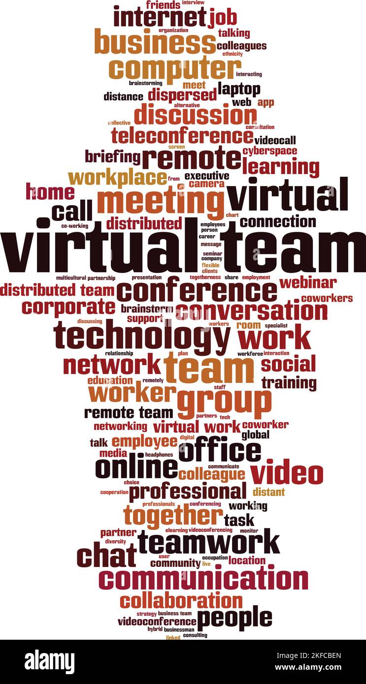 Virtual team word cloud concept. Collage made of words about virtual ...