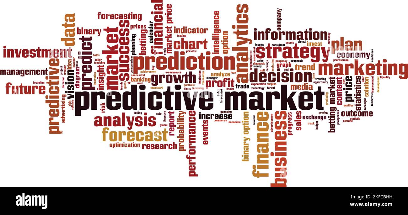 Predictive market word cloud concept. Collage made of words about predictive market. Vector ...