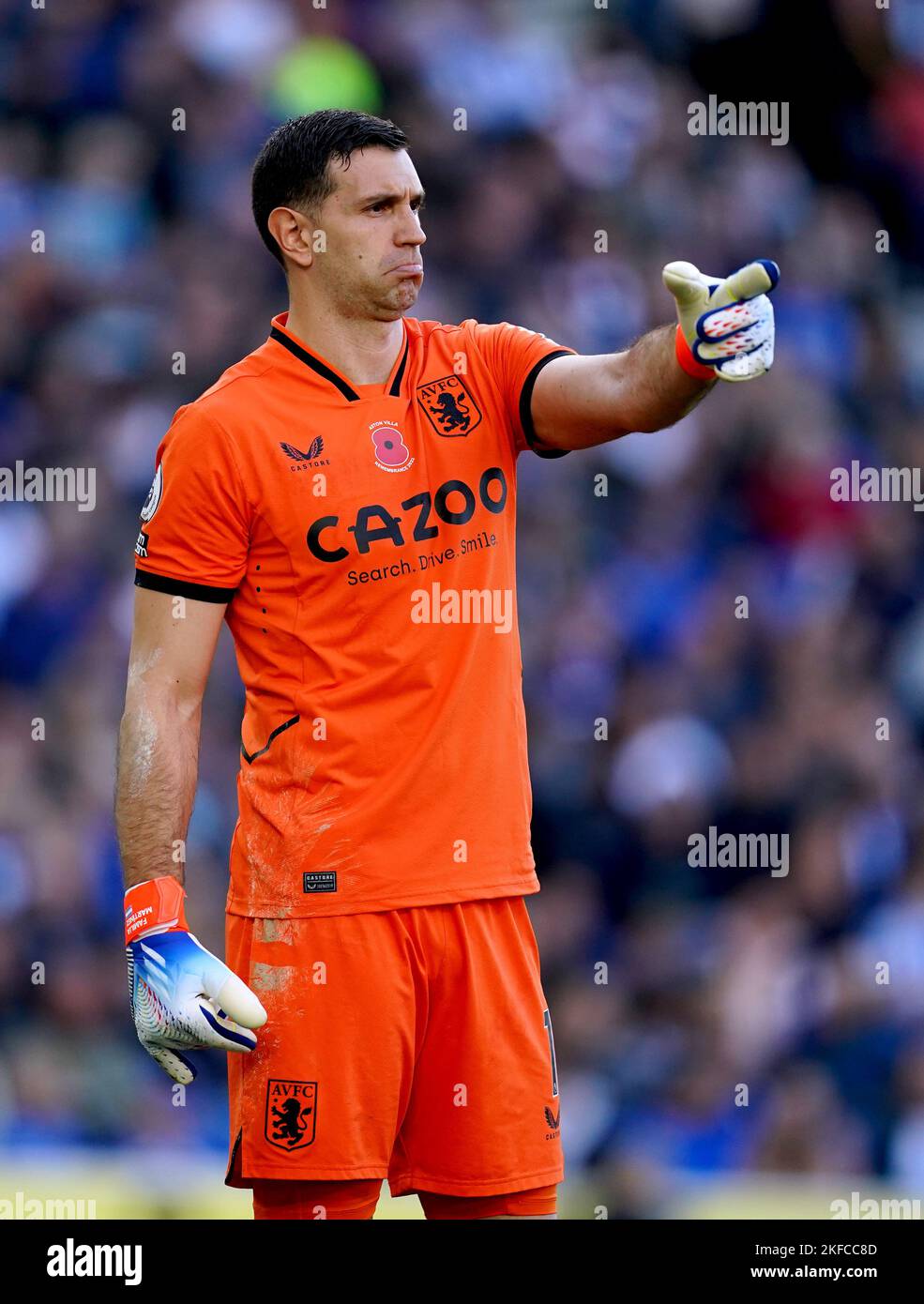 Aston Villa goalkeeper Emiliano Martinez during the Premier League ...