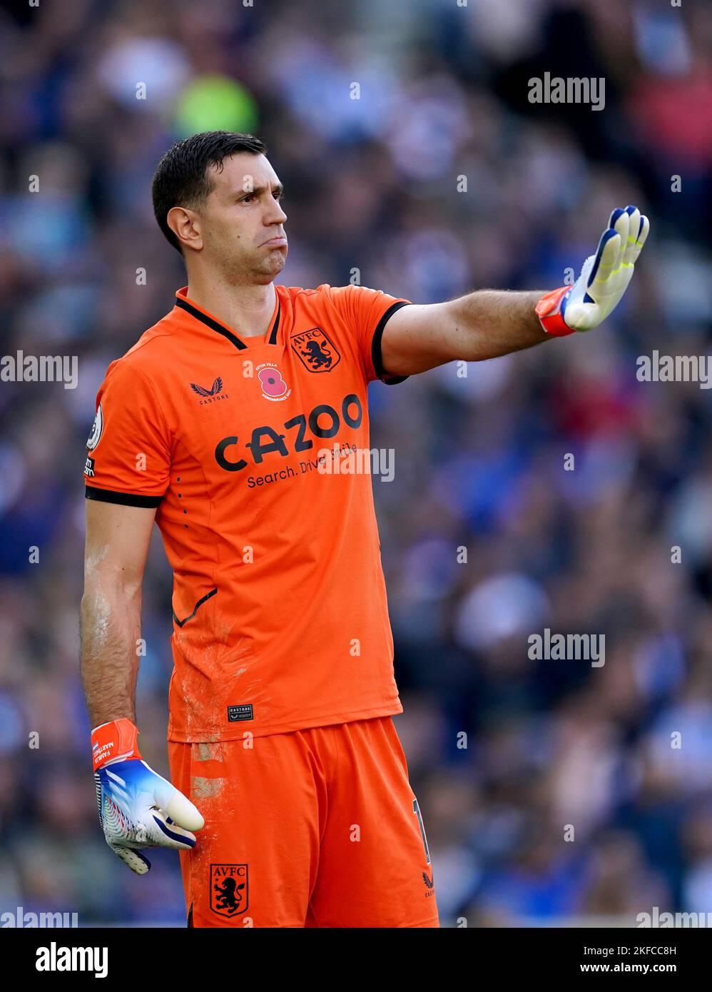 Aston Villa goalkeeper Emiliano Martinez during the Premier League ...