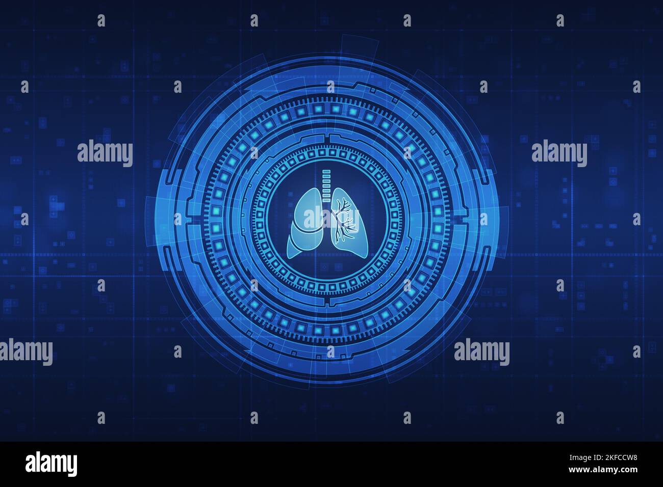 Medical hud screen with lungs. Online medicine and health concept Stock ...