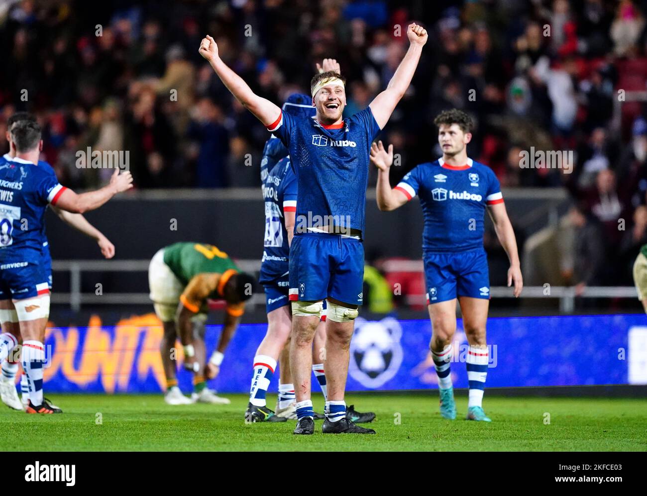 Bristol Bears' Joe Batley celebrates at the end of the Autumn Nations ...