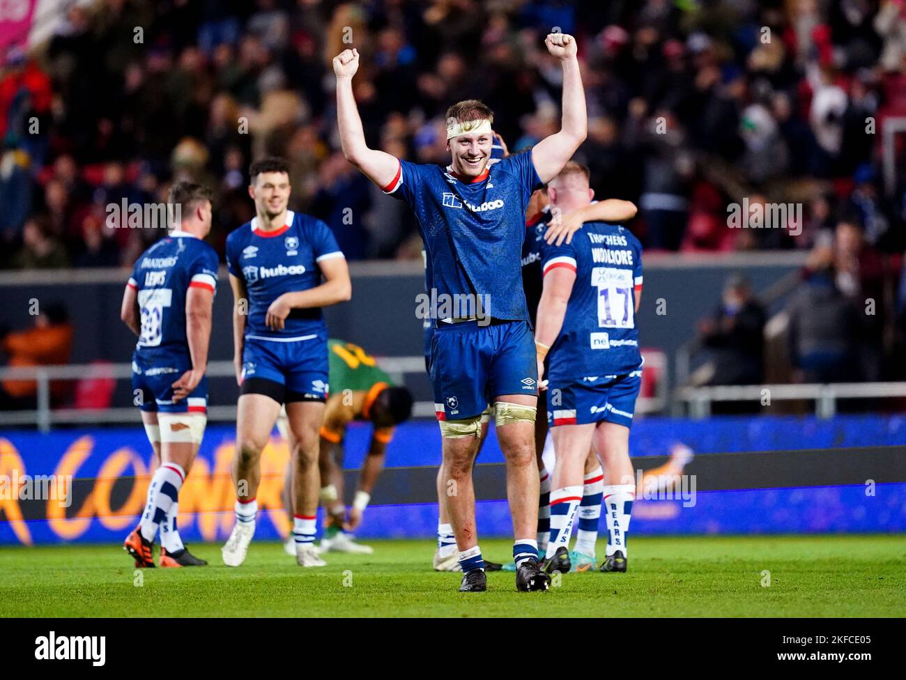 Bristol Bears' Joe Batley celebrates at the end of the Autumn Nations ...