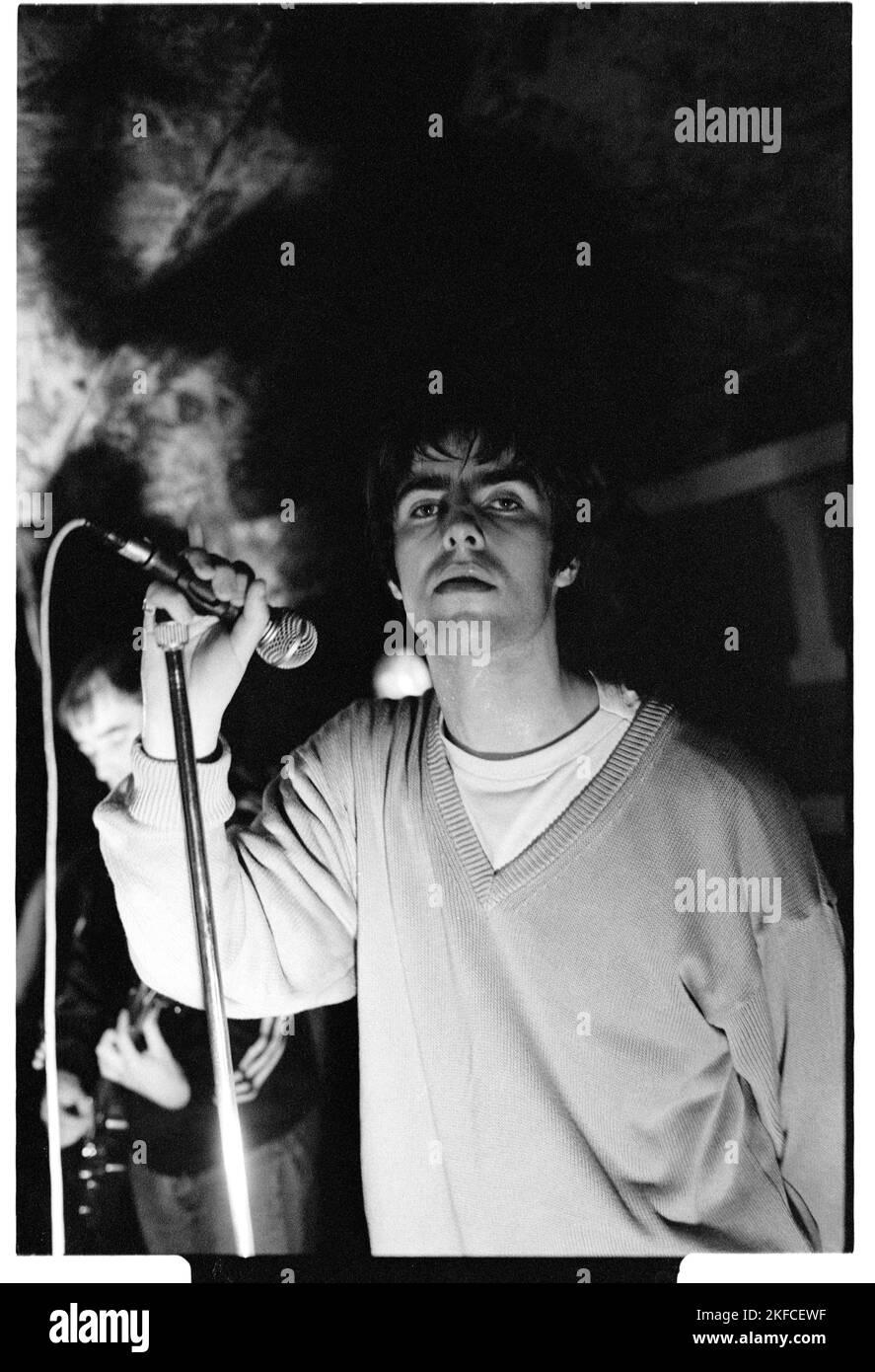OASIS, FIRST UK HEADLINE TOUR, 1994: Liam Gallagher of Oasis at the ...