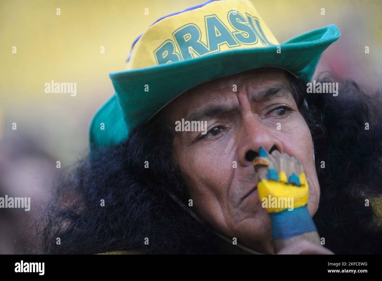 Brazilian fans gather at street party to support national soccer team ...