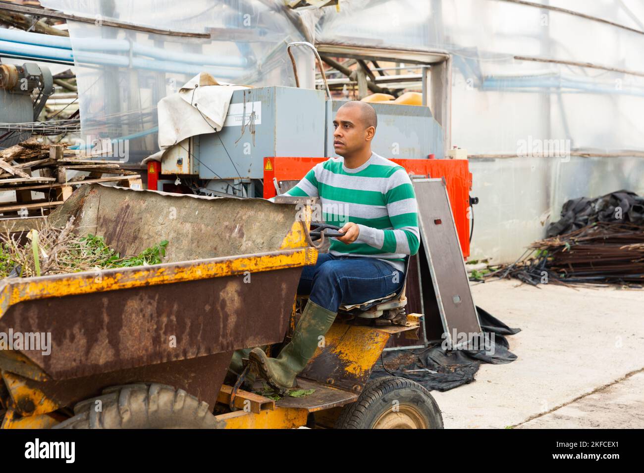 man working on Forklift loader Stock Photo - Alamy