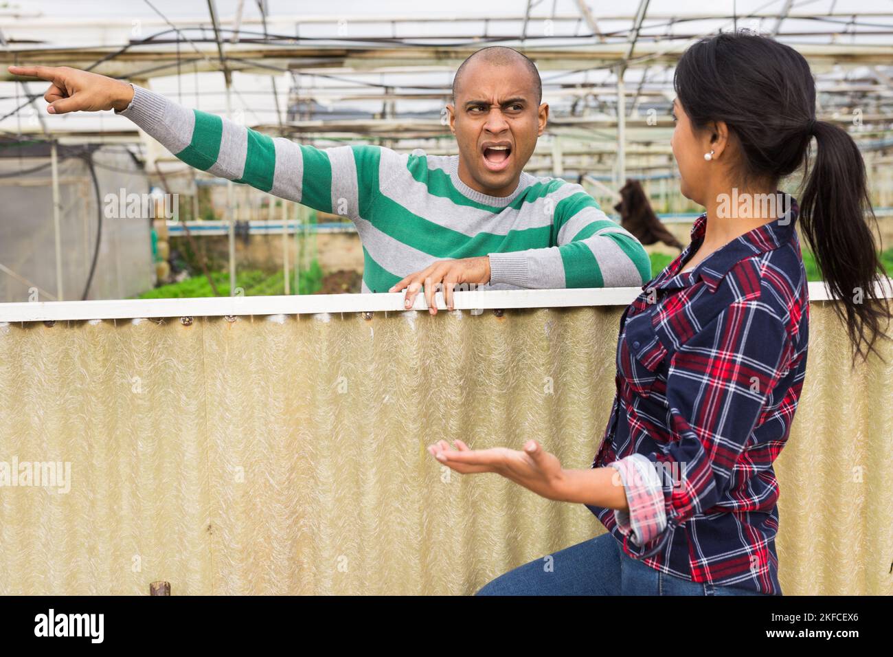 Conflict between neighbors over backyard Stock Photo - Alamy
