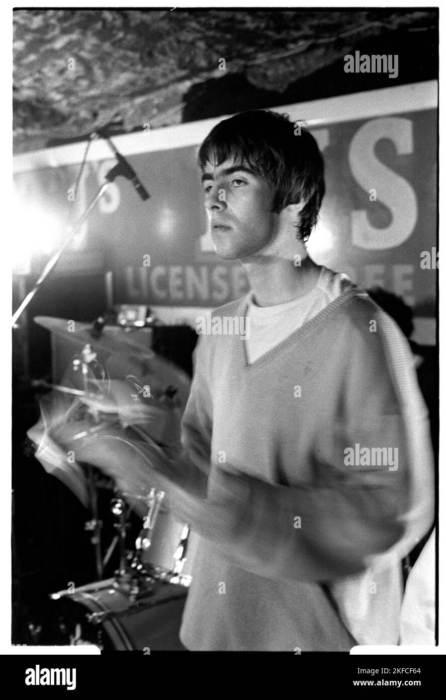 OASIS, FIRST UK HEADLINE TOUR, 1994: Liam Gallagher of Oasis at the ...