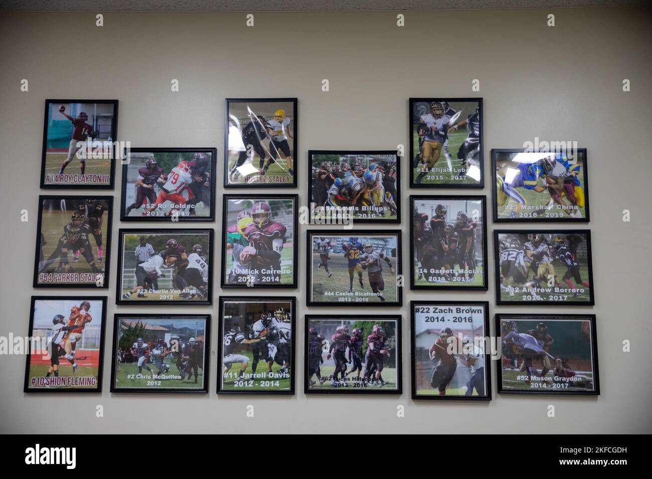 The wall of fame at Matthew C. Perry high school at Marine Corps Air ...