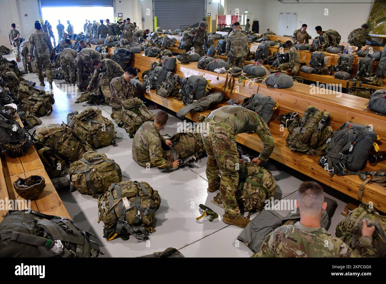 U.S. Army Paratroopers assigned to the 173rd Airborne Brigade, adjust ...
