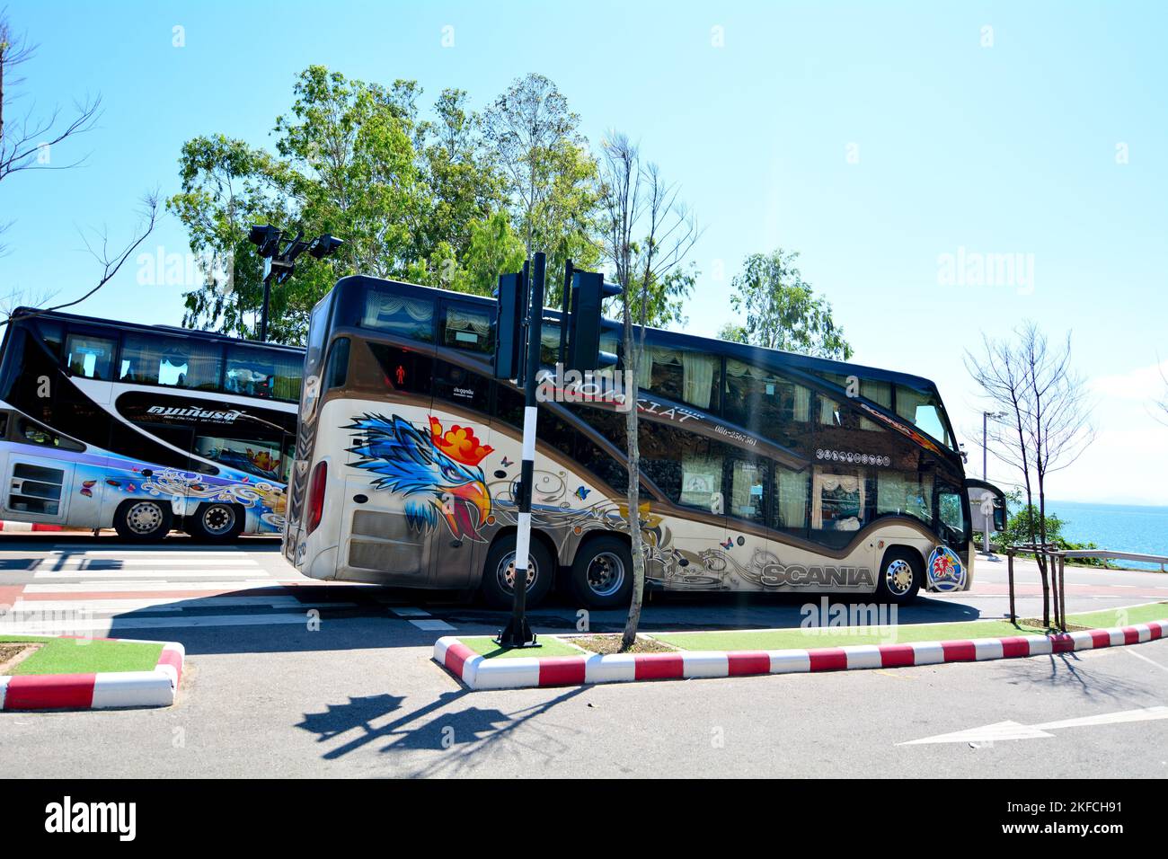 Tour bus in Bangkok Thailand Stock Photo - Alamy