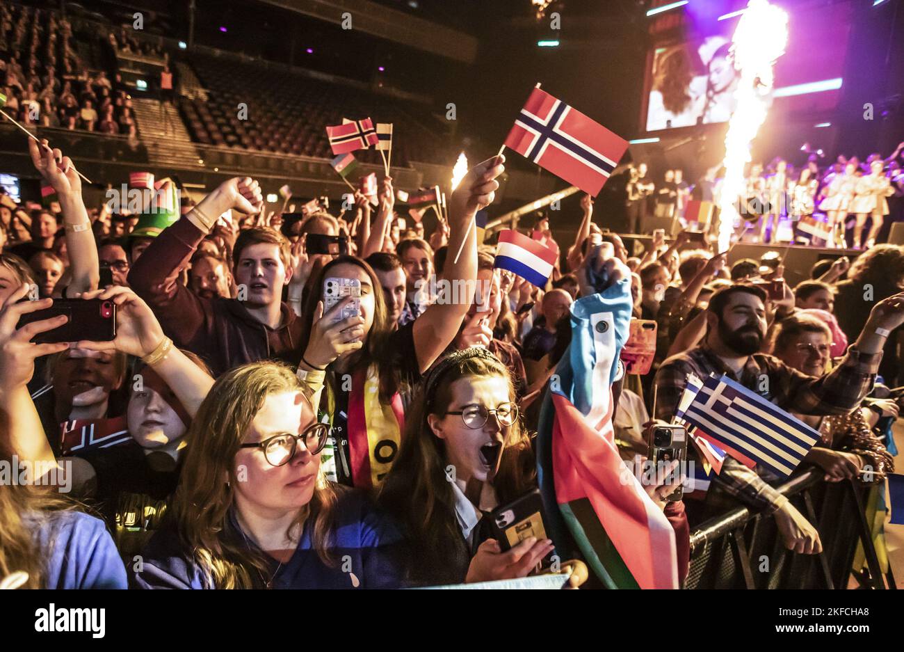 AMSTERDAM - Fans during the Great Eurovision Song Contest in Ziggo Dome ...