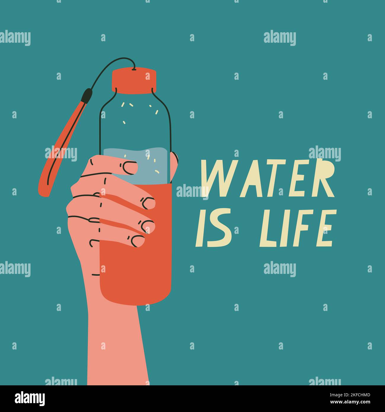 Water is life. Reusable water bottle. Motivational banner Stock Vector ...