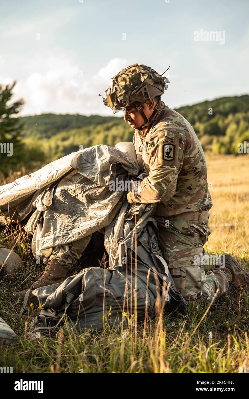 A U.S. Army paratrooper, assigned to the 173rd Infantry Brigade Combat ...